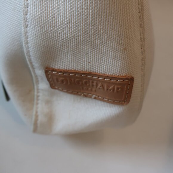 Longchamp | Bags | Authentic Womens Longchamp Cream Tan Canvas Button ...